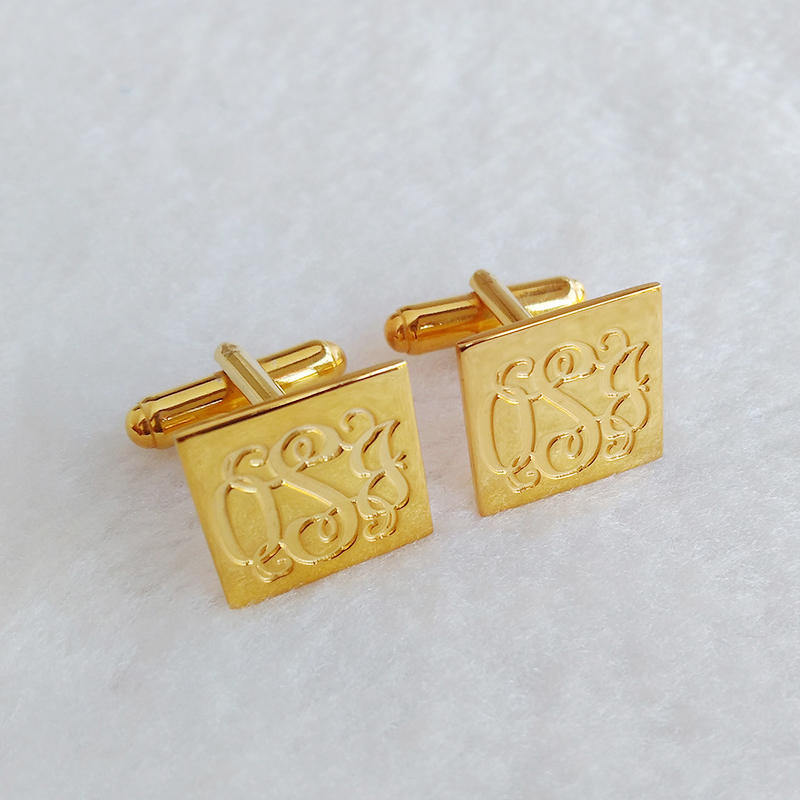 Gold Rectangle Cufflinks for Groom